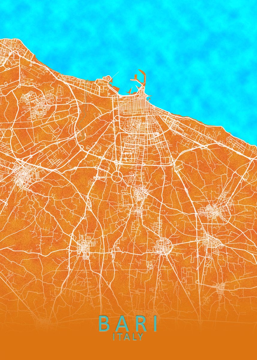 'Bari Italy City Map ' Poster by City Map Art Prints | Displate