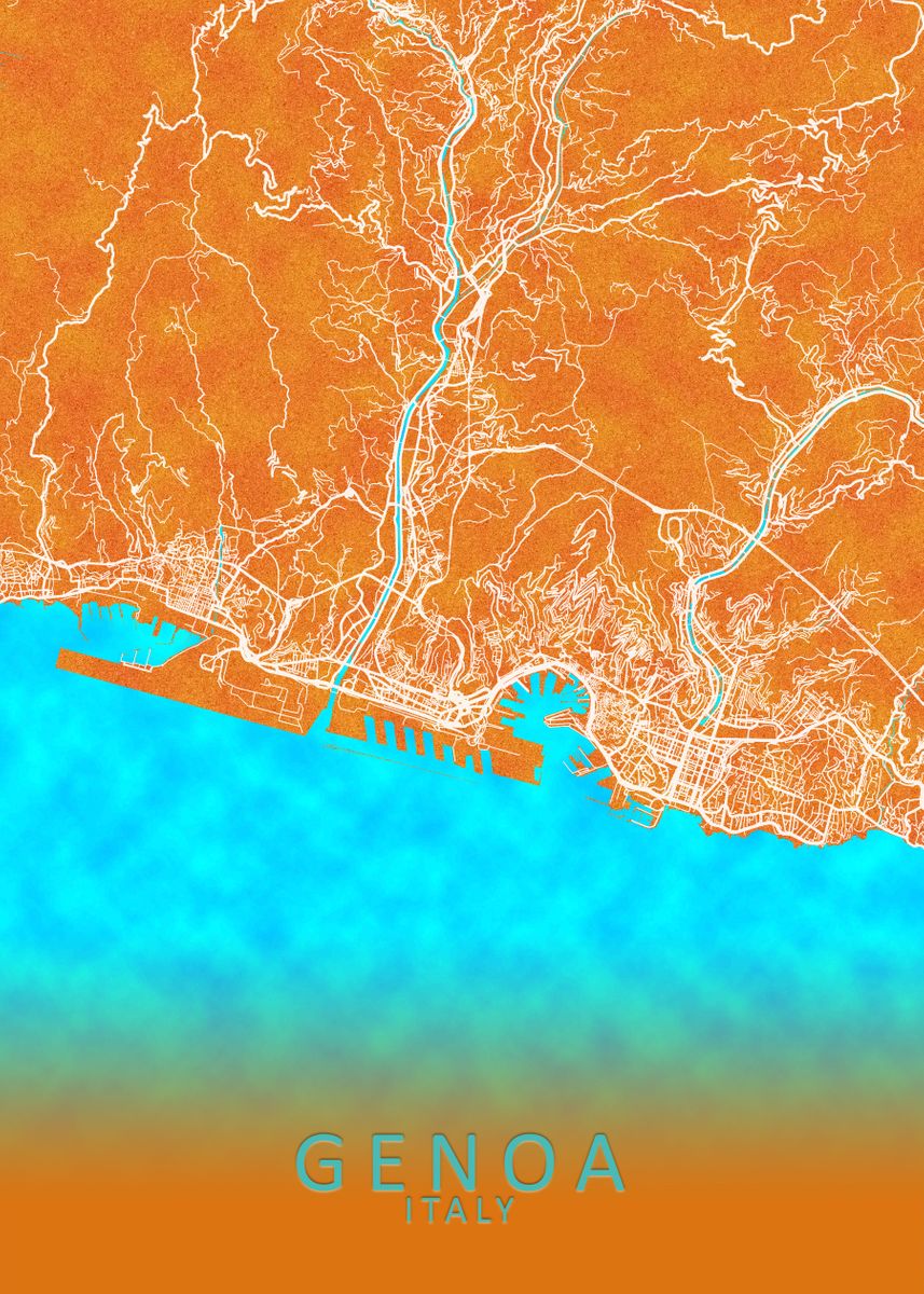 'Genoa Italy City Map' Poster, picture, metal print, paint by City Map ...