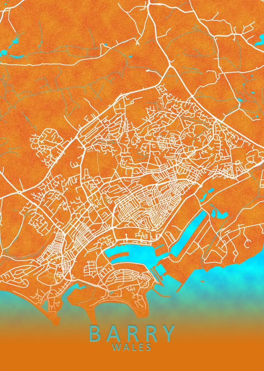 'Barry Wales City Map ' Poster by City Map Art Prints | Displate