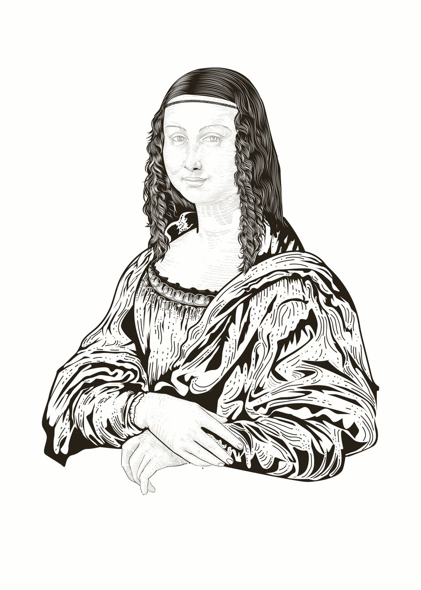 'monalisa line art' Poster by KIN Sugiarto | Displate