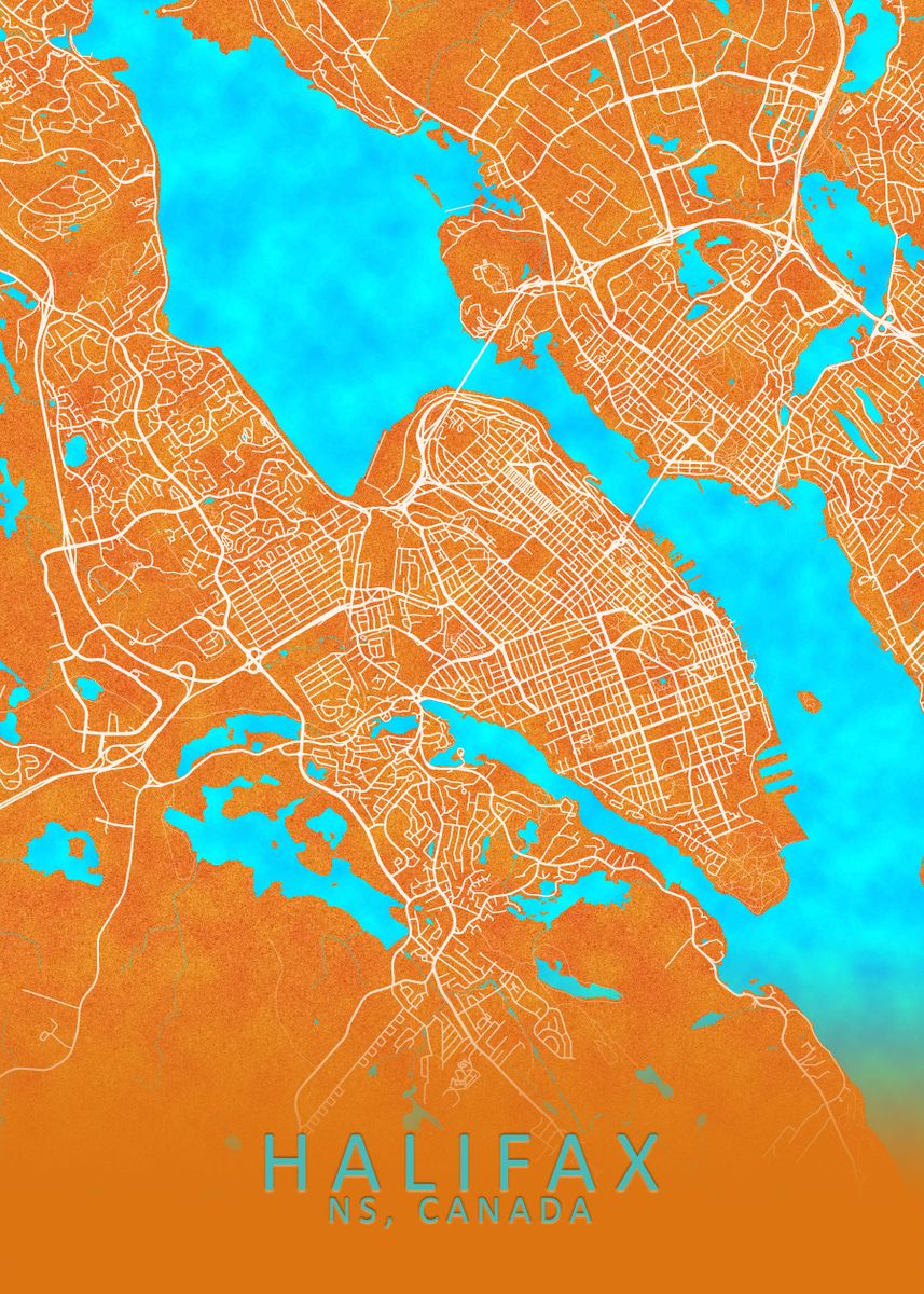 'Halifax NS Canada City Map' Poster, picture, metal print, paint by ...