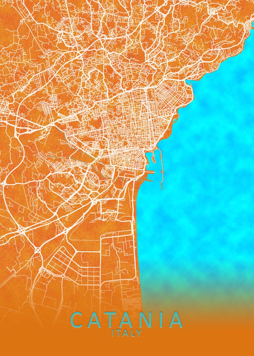 'Catania Italy City Map' Poster, picture, metal print, paint by City ...