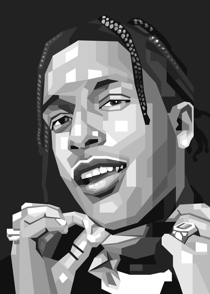 Asap Rocky Black And White Drawing