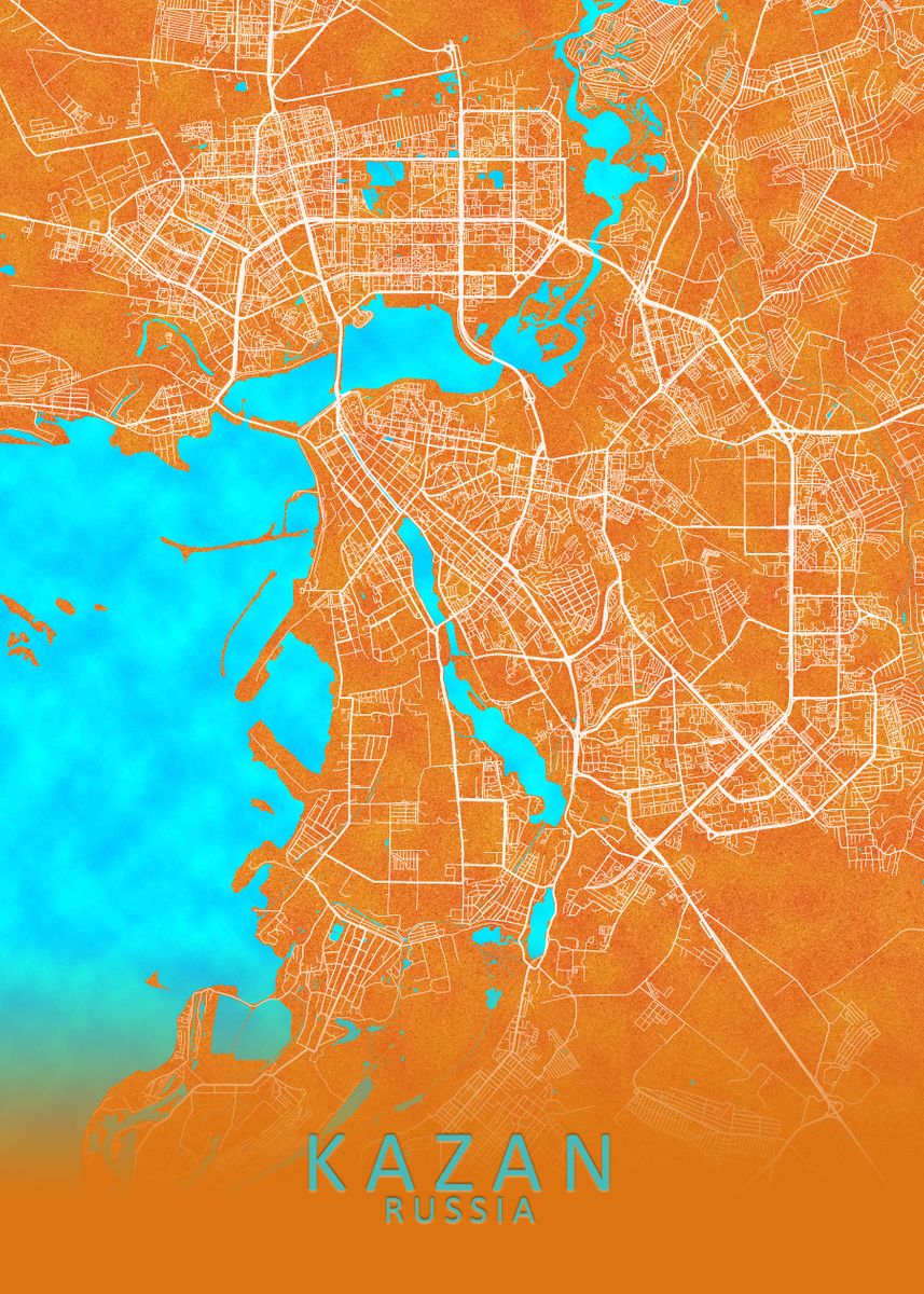 'Kazan Russia City Map ' Poster, picture, metal print, paint by City ...