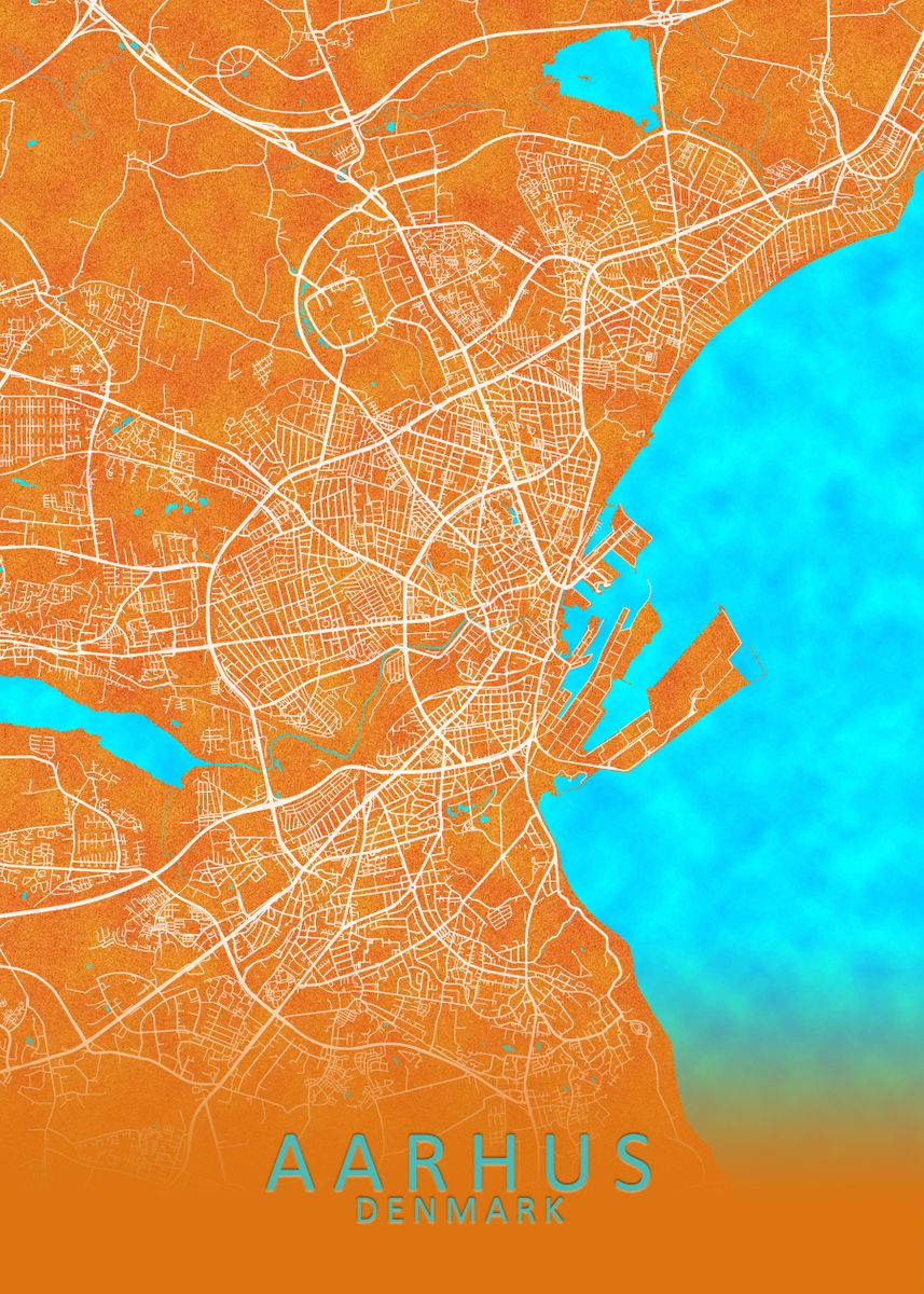 'Aarhus Denmark City Map' Poster, picture, metal print, paint by City ...