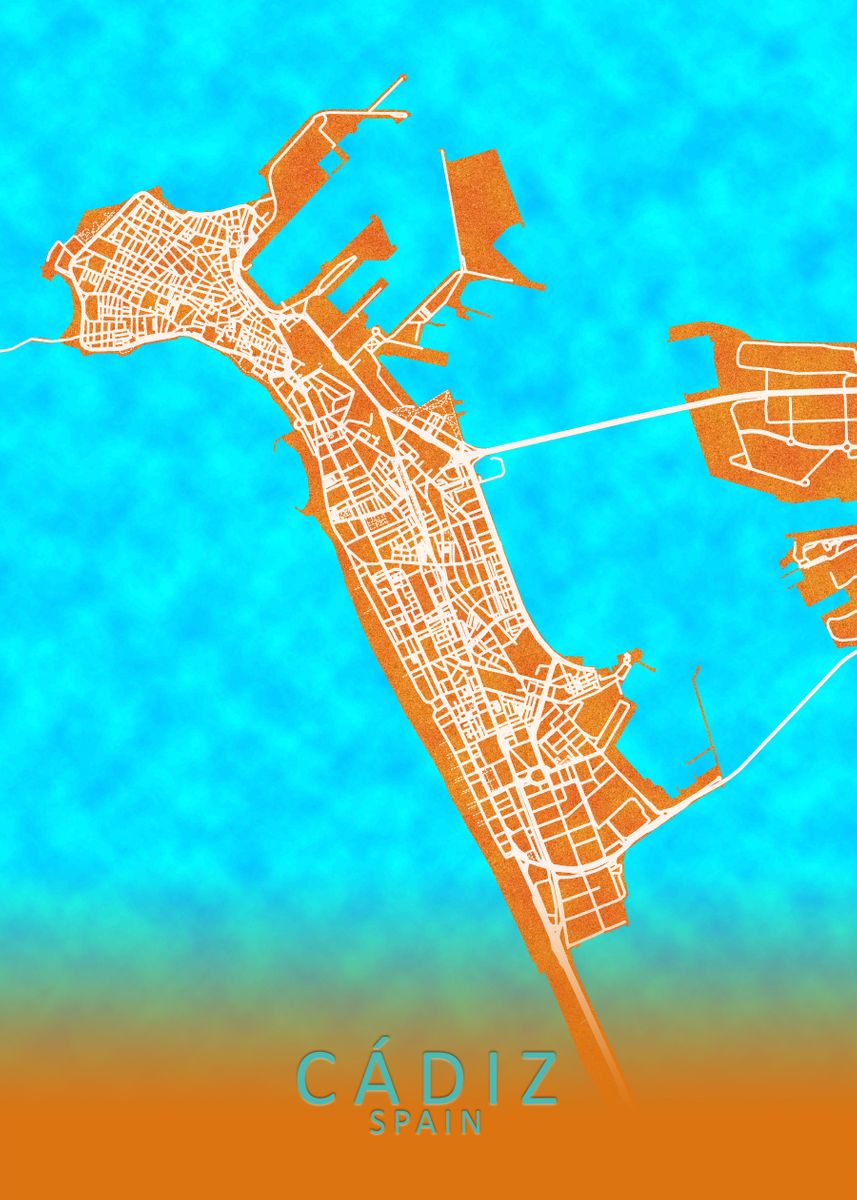 'Cadiz Spain City Map' Poster by City Map Art Prints | Displate