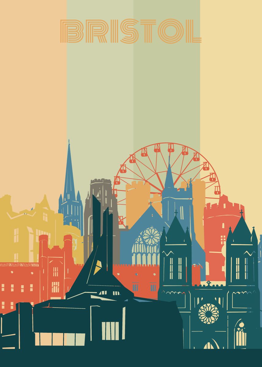 'bristol city retro' Poster, picture, metal print, paint by Bekim Art ...