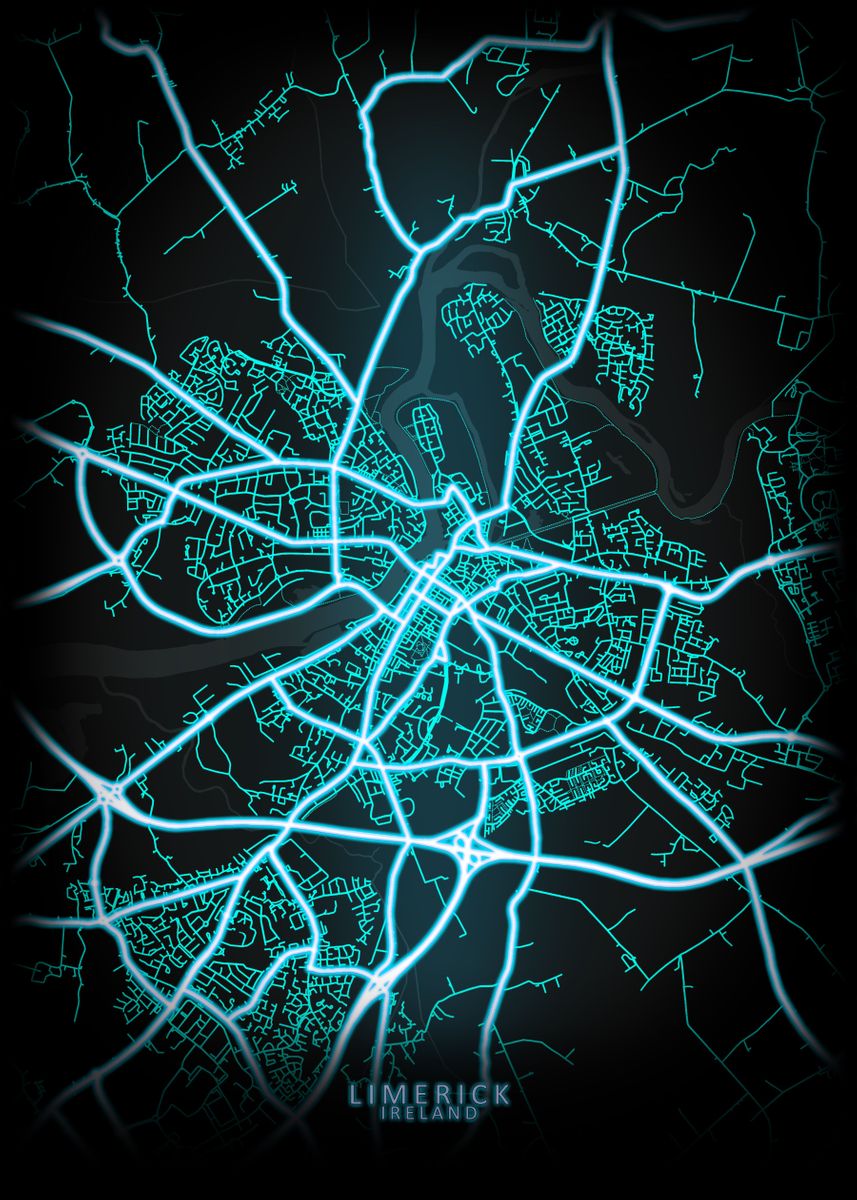 'Limerick Ireland City Map' Poster by City Map Art Prints | Displate