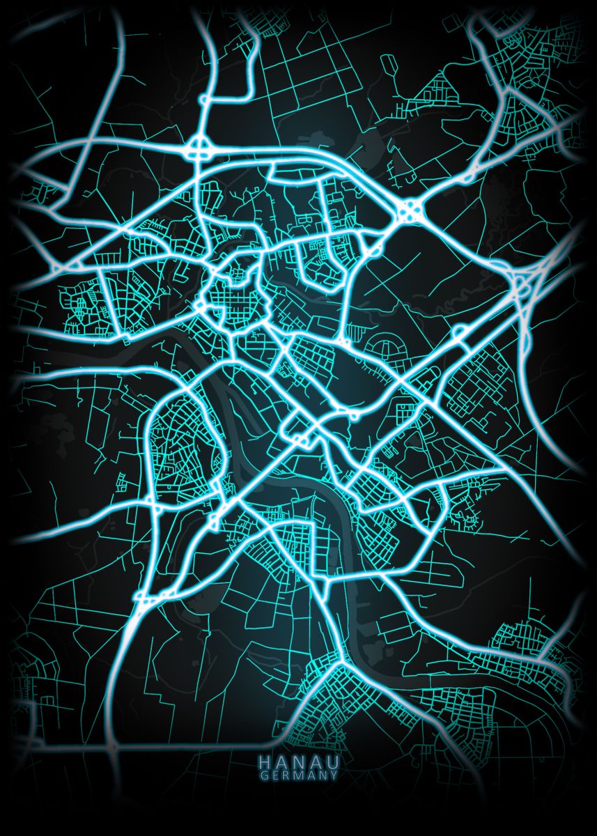 'Hanau Germany City Map' Poster, picture, metal print, paint by City ...