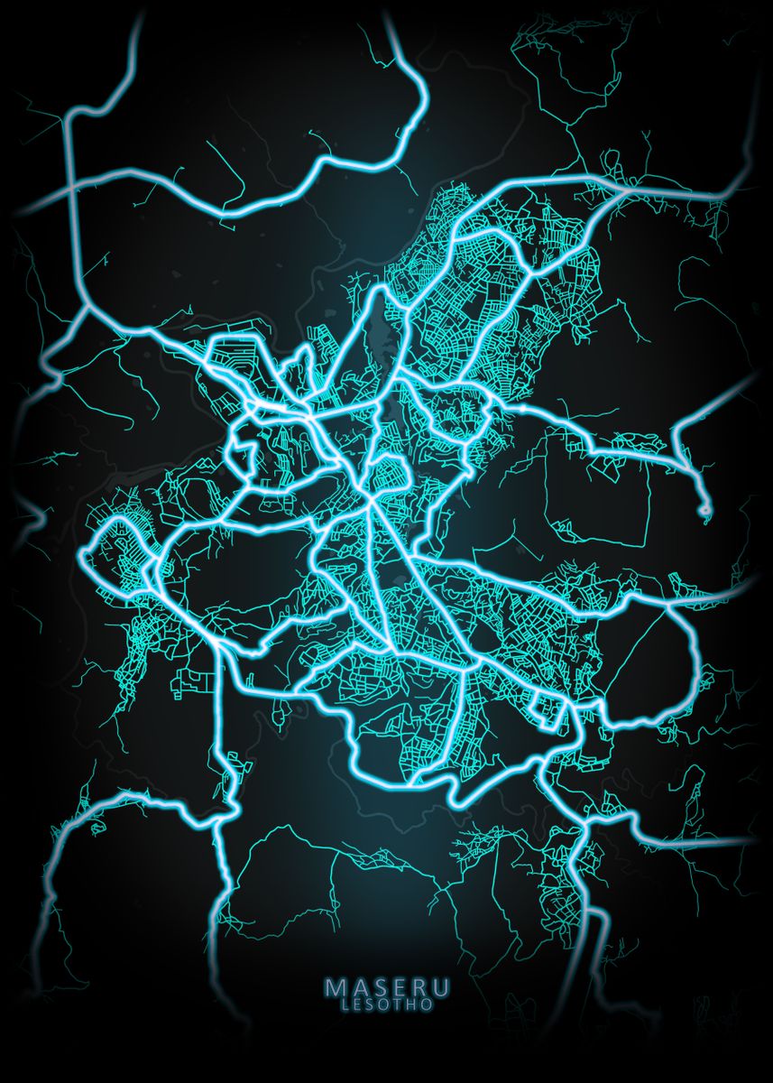 'Maseru Lesotho City Map' Poster, picture, metal print, paint by City ...