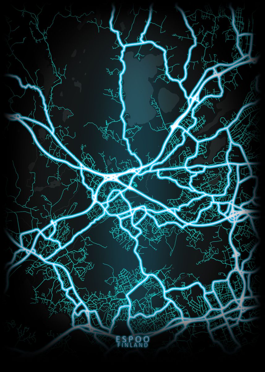 'Espoo Finland City Map' Poster by City Map Art Prints | Displate