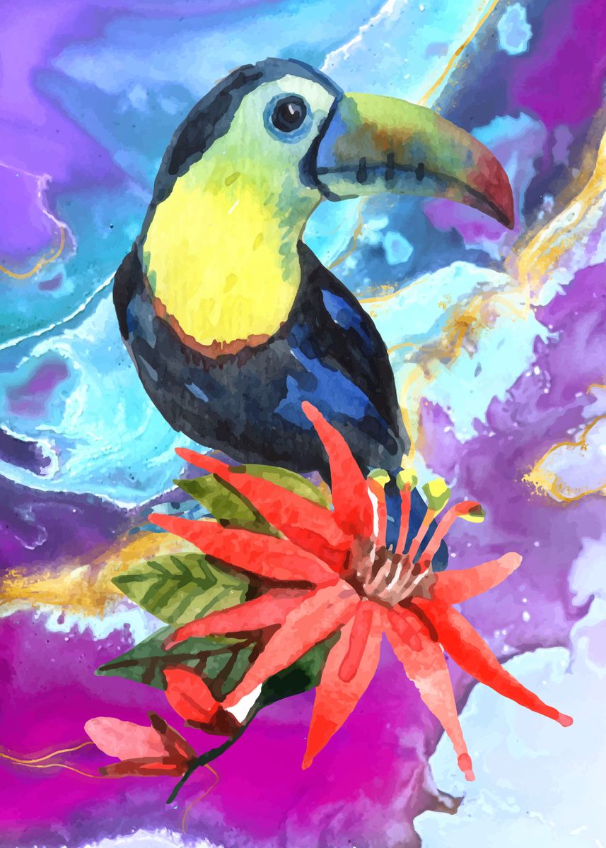 'Tropical birds ' Poster by Queensy Collin | Displate