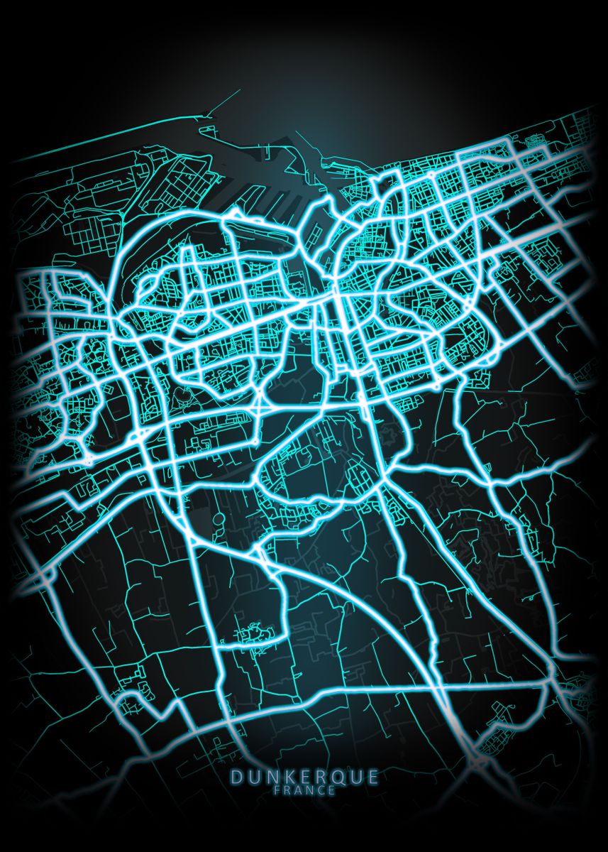 'Dunkerque France City Map' Poster by City Map Art Prints | Displate