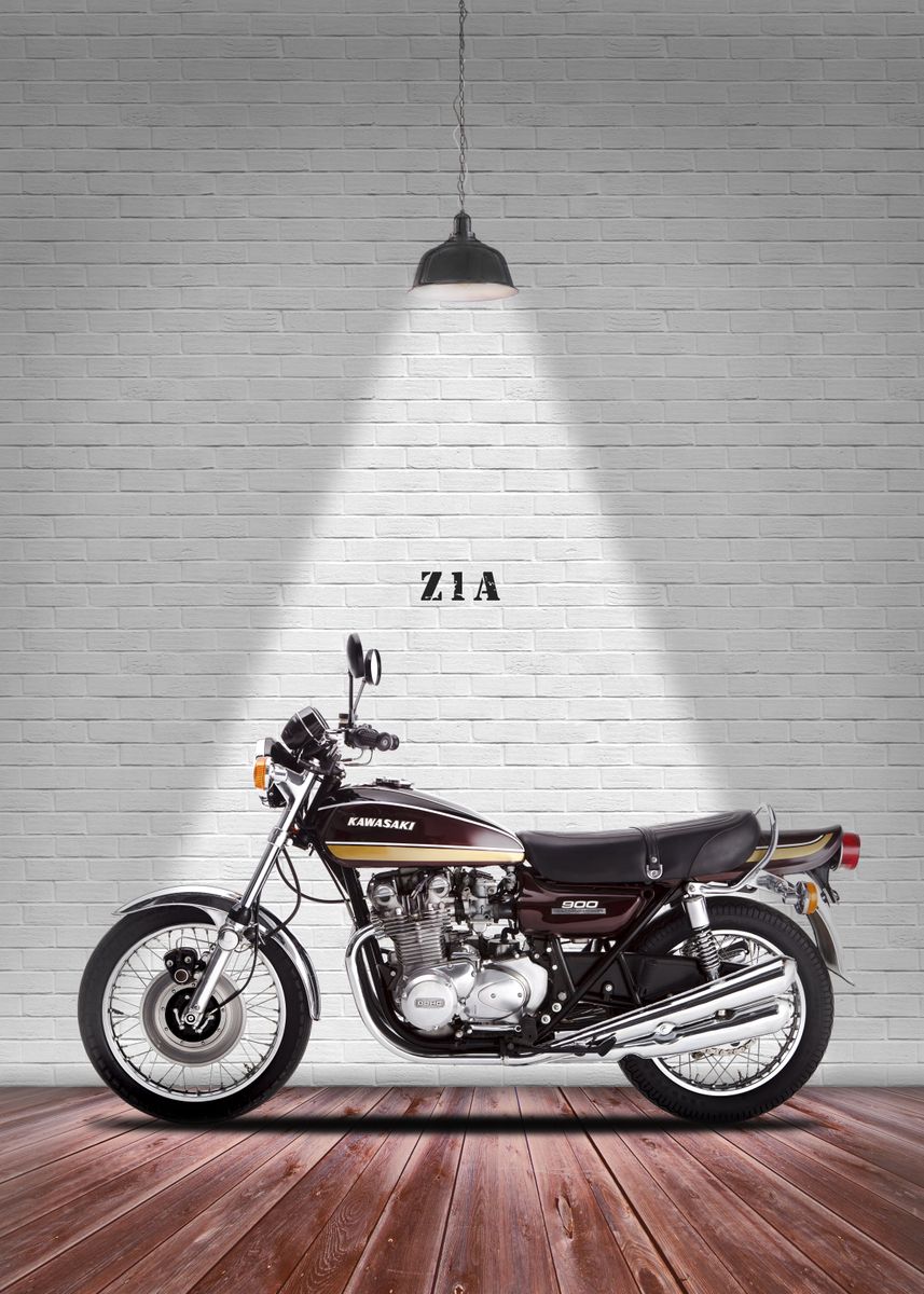 'The Z1A Classic Motorcycle' Poster, picture, metal print, paint by ...