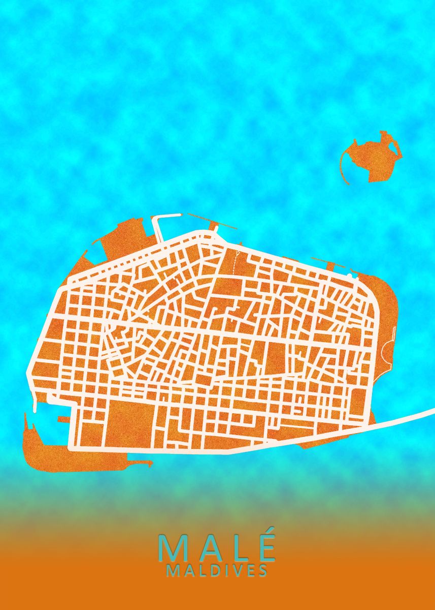 'Male Maldives City Map' Poster, picture, metal print, paint by City ...