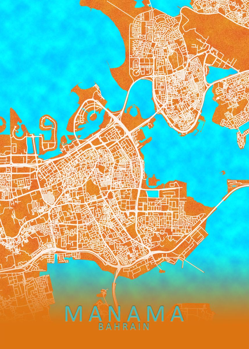 'Manama Bahrain City Map' Poster, picture, metal print, paint by City ...