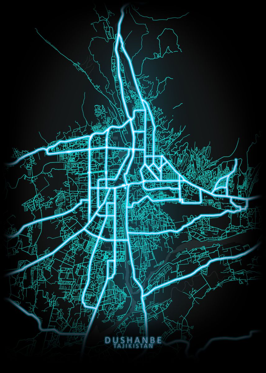 'Dushanbe Tajikistan City' Poster by City Map Art Prints | Displate