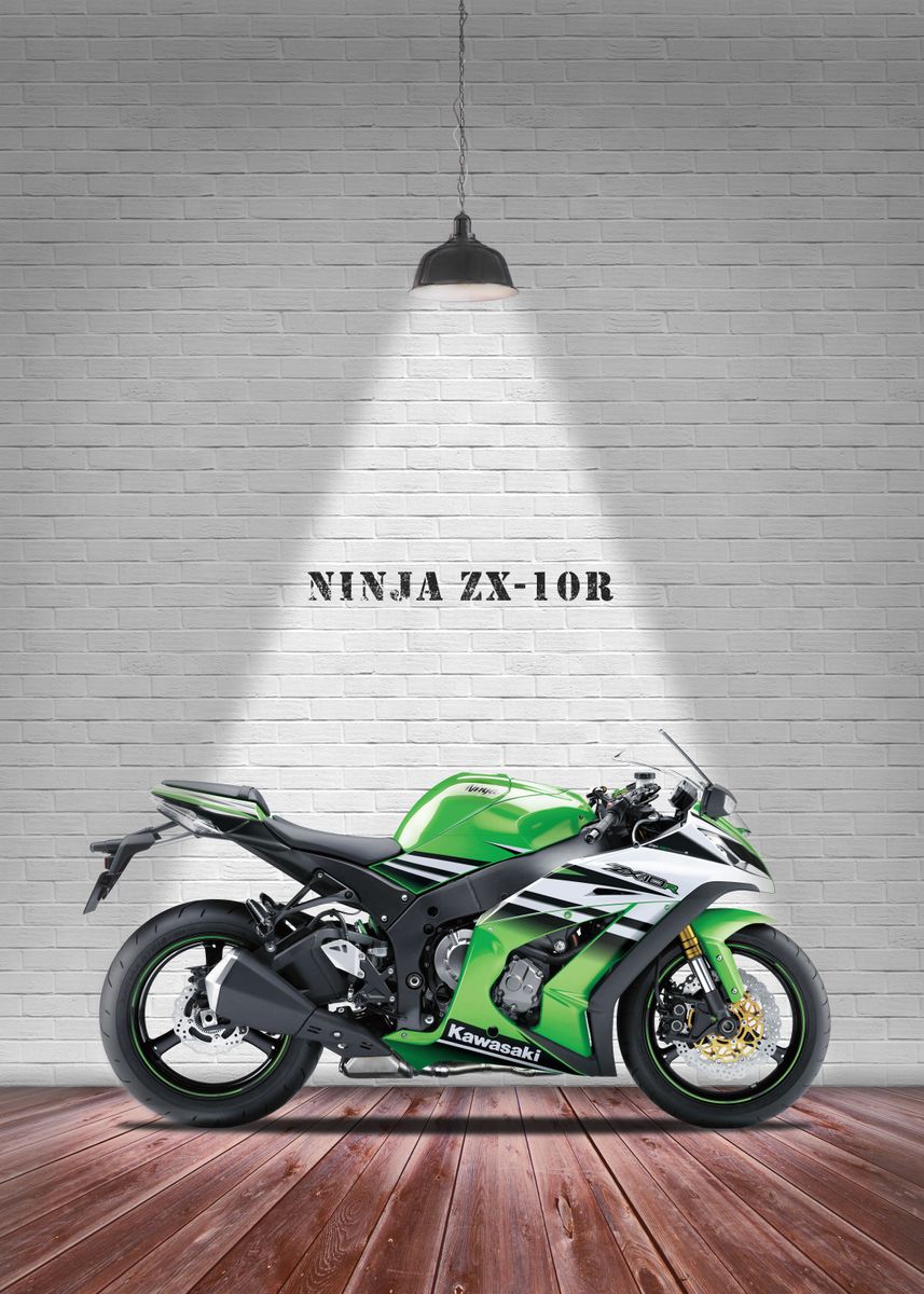'Ninja ZX10R Motorcycle' Poster, picture, metal print, paint by ...