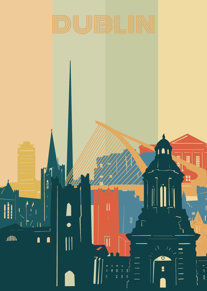 'dublin city retro' Poster, picture, metal print, paint by Bekim Art ...