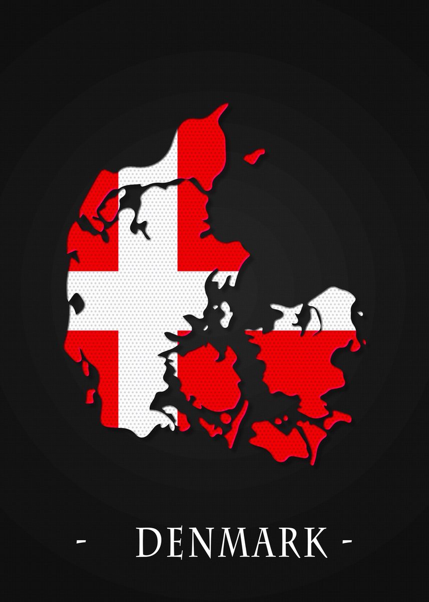 'Map County Denmark' Poster by Introv Art | Displate
