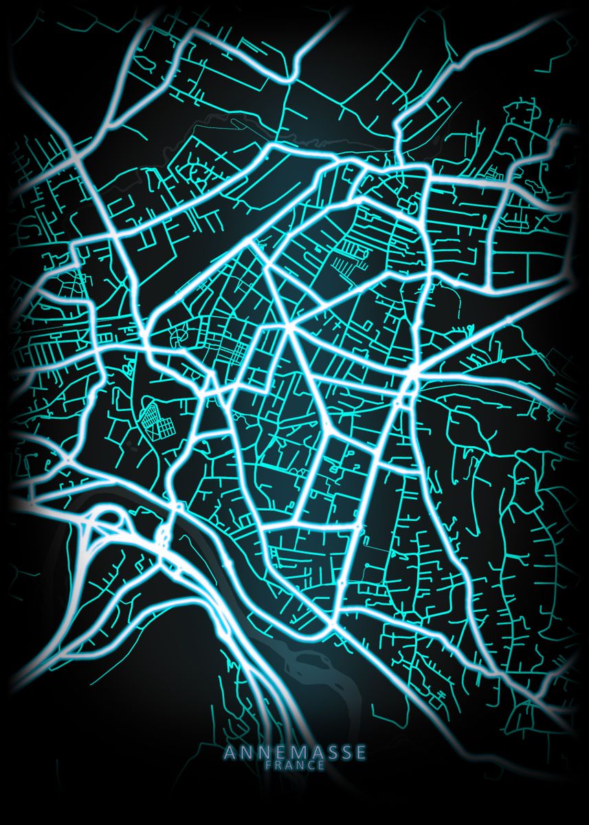 'Annemasse France City Map' Poster by City Map Art Prints | Displate
