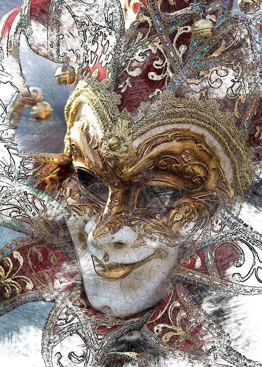 'Mask jester' Poster, picture, metal print, paint by Cat Coconut Galery ...