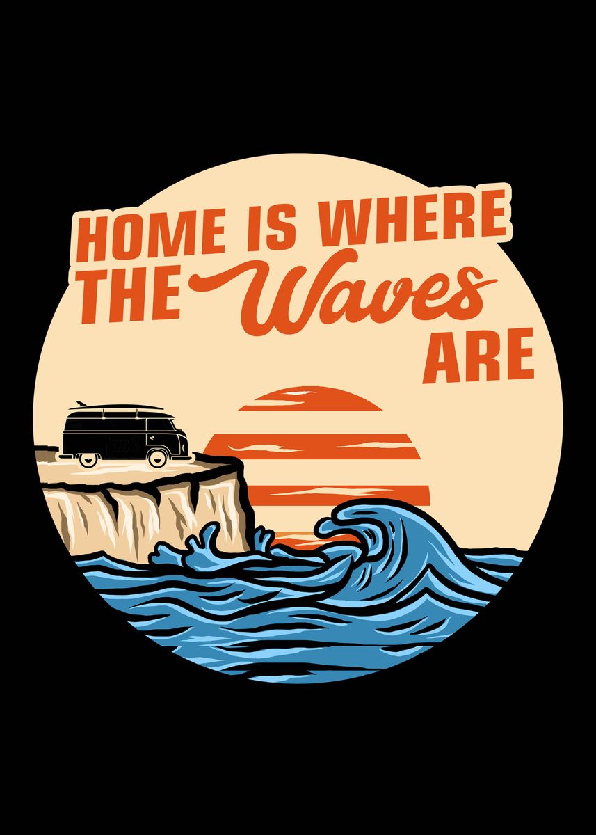 'Surfing Beach Waves ' Poster by Biglui | Displate