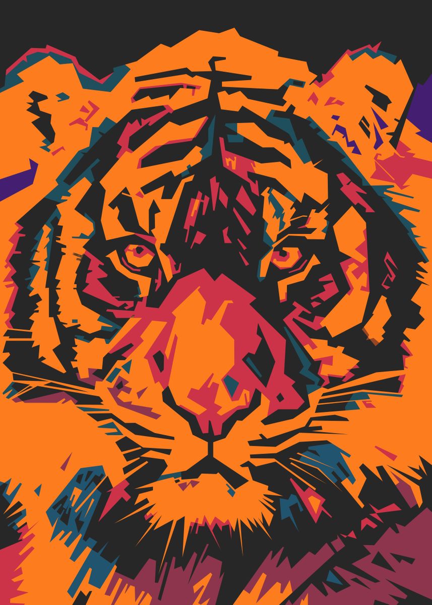 'Tiger face' Poster, picture, metal print, paint by Poernama Sahroe ...