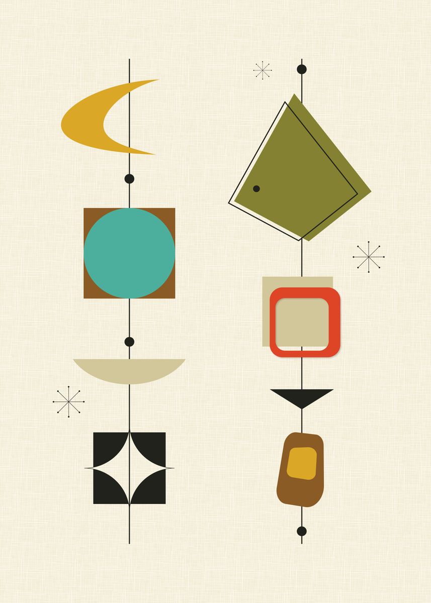 'Abstract Mid Century Shape' Poster, picture, metal print, paint by ...