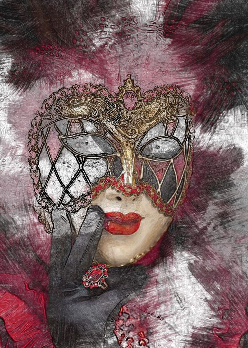 'Mask secret' Poster, picture, metal print, paint by Cat Coconut Galery ...