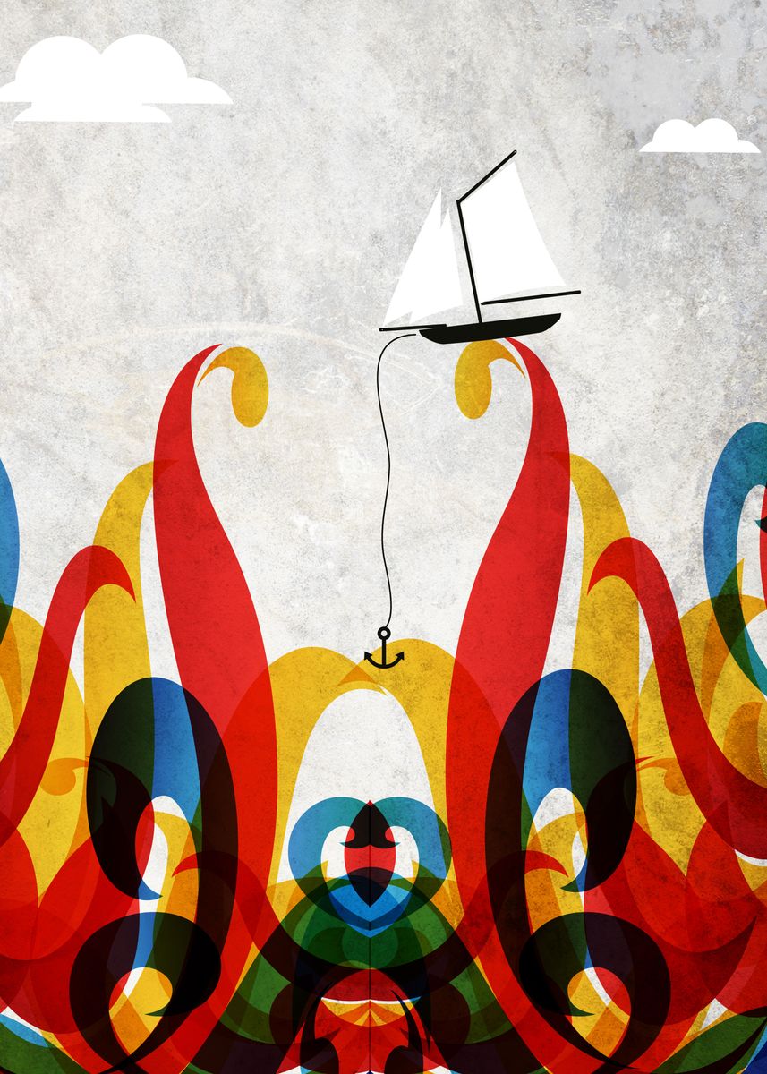 'Sea and beach' Poster, picture, metal print, paint by Michal Eyal ...