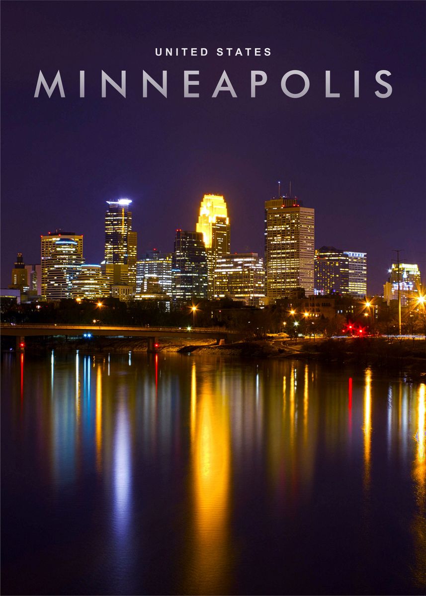 'Minneapolis night view' Poster, picture, metal print, paint by Ez ...