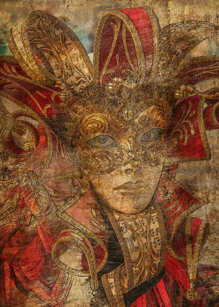 'Mask Harlequin' Poster by Cat Coconut Galery | Displate
