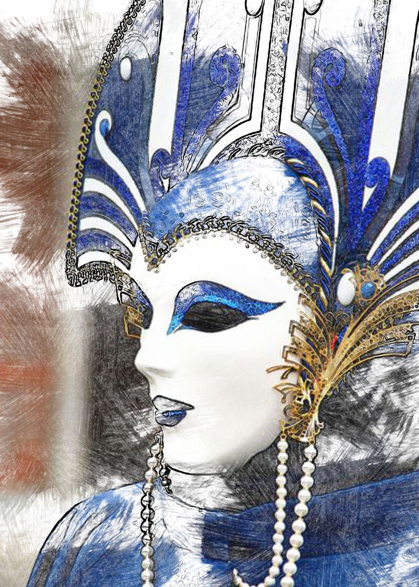 'Mask blue' Poster, picture, metal print, paint by Cat Coconut Galery ...