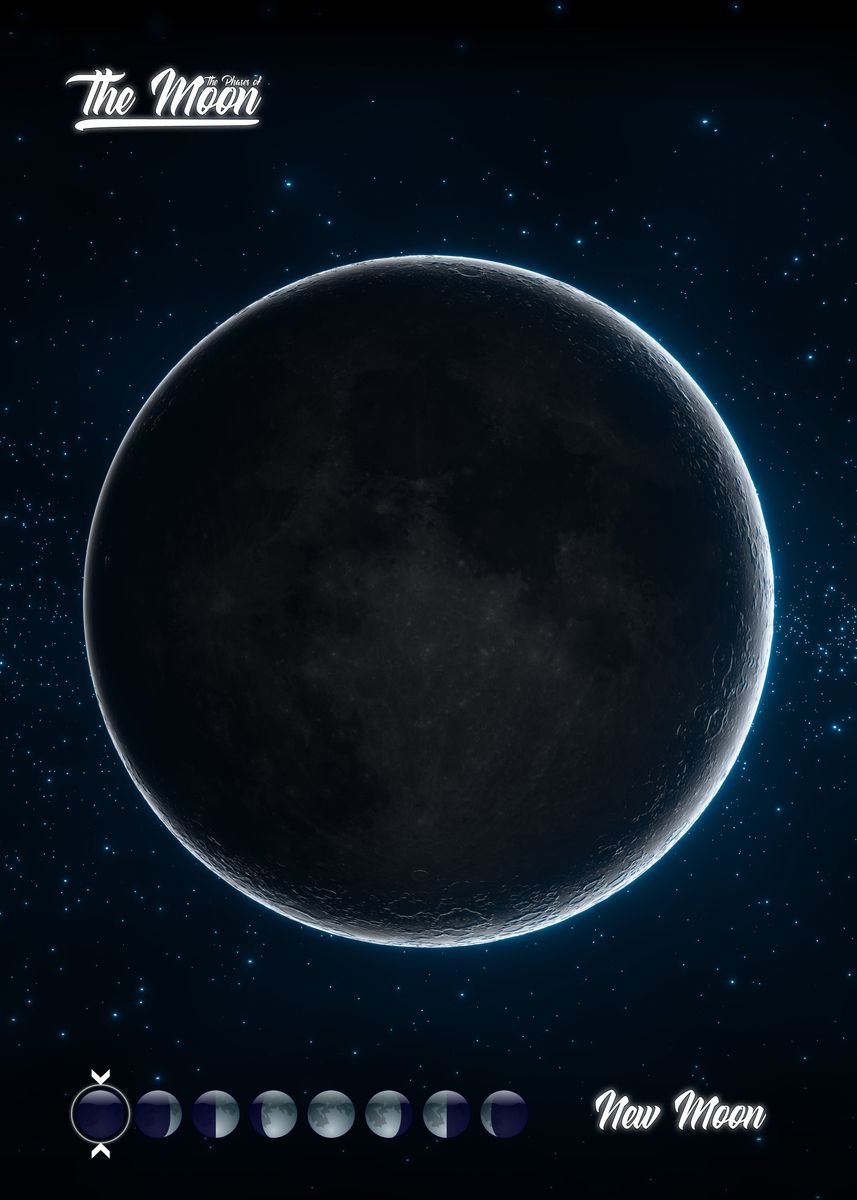 'Moon Phase New Moon' Poster, picture, metal print, paint by Sativa ...