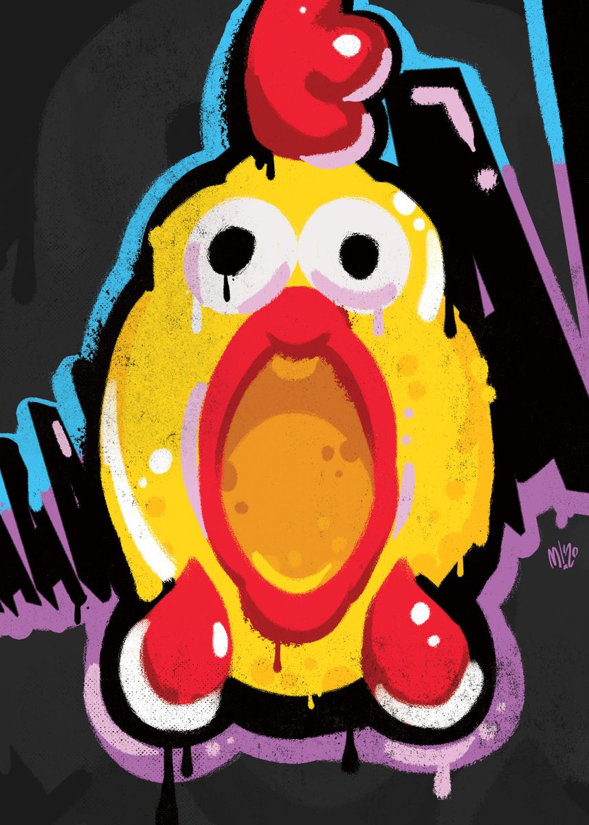 'Rubber Chicken Graffiti' Poster by Mara Sandulescu | Displate