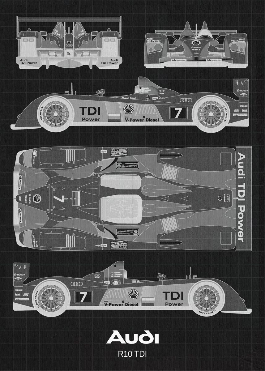 'Audi R10 TDI' Poster by MICHAEL BRUNS PLATES | Displate