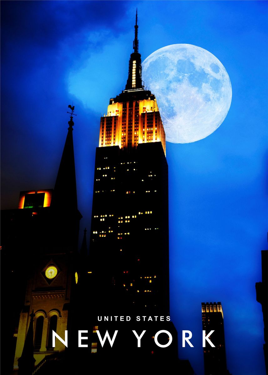'New York night view' Poster, picture, metal print, paint by Ez ...