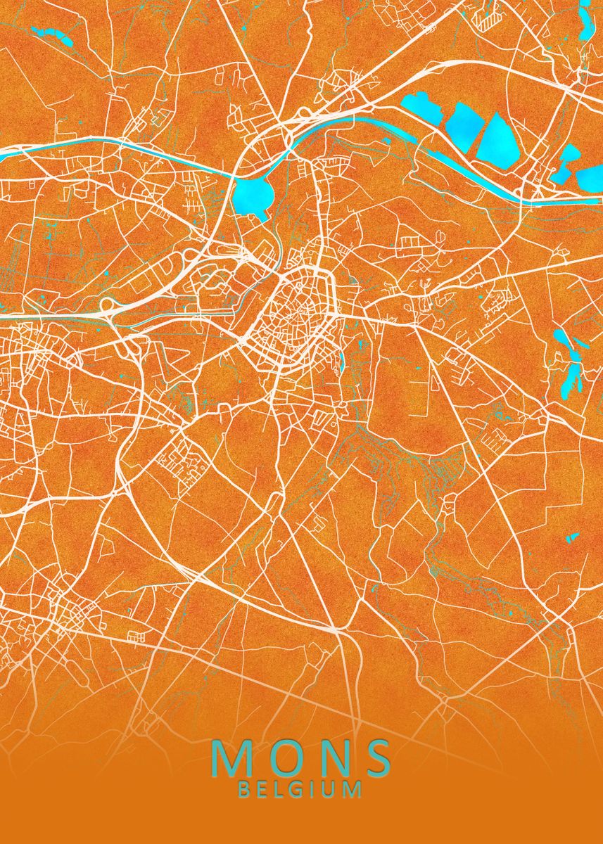 'Mons Belgium City Map ' Poster by City Map Art Prints | Displate