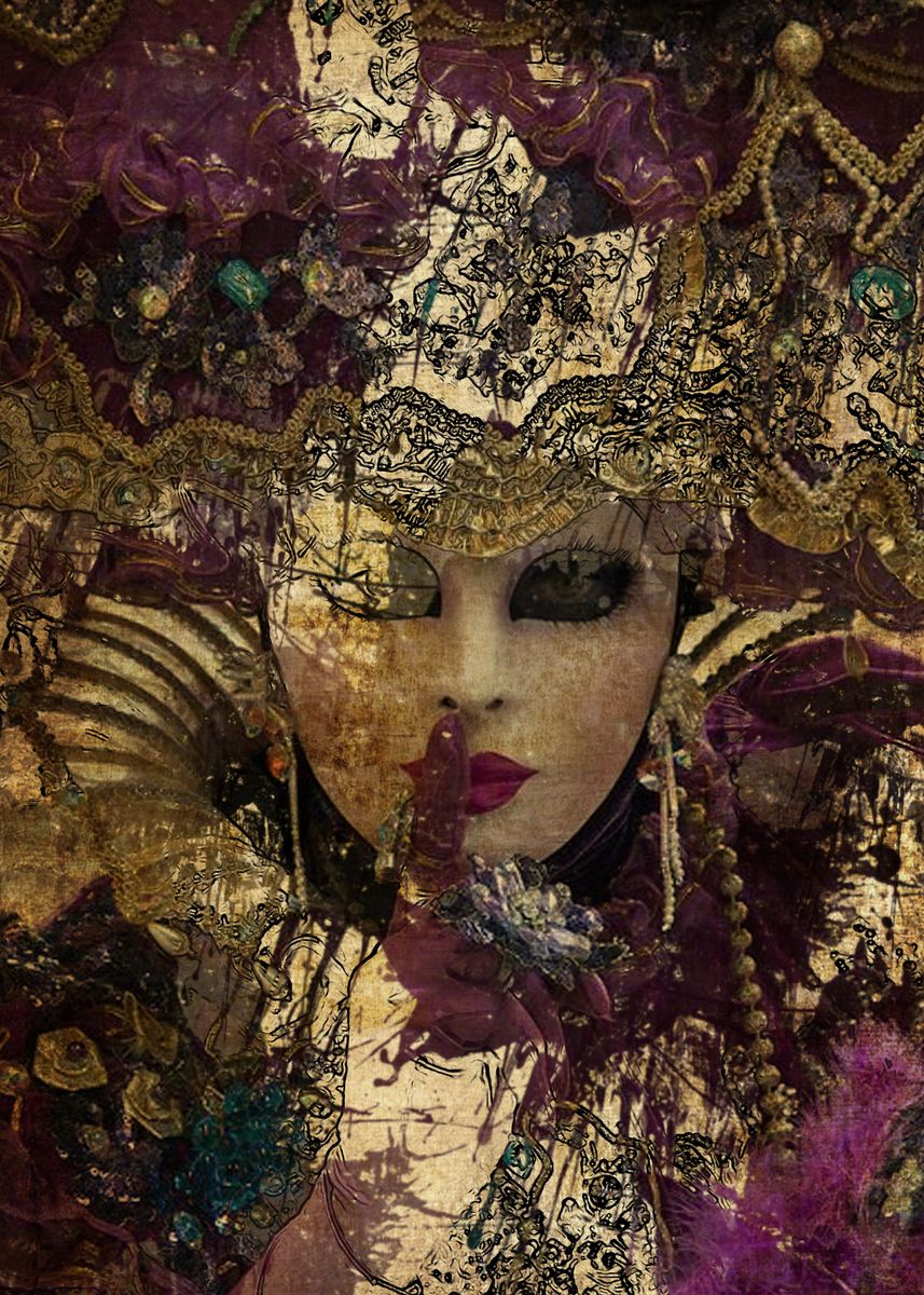 'Mask Purple Princess' Poster, picture, metal print, paint by Cat ...
