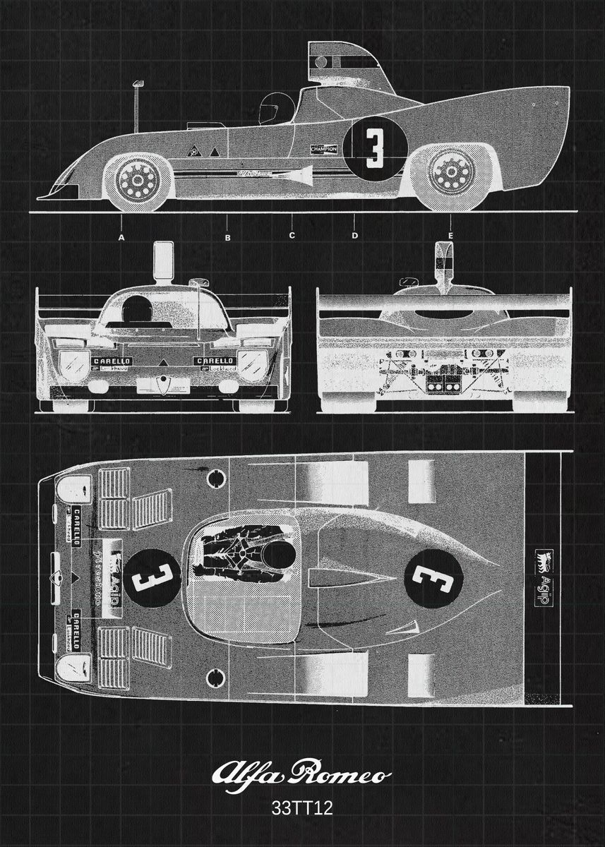 'Alfa Romeo 33TT12' Poster, picture, metal print, paint by DAVID CARL ...