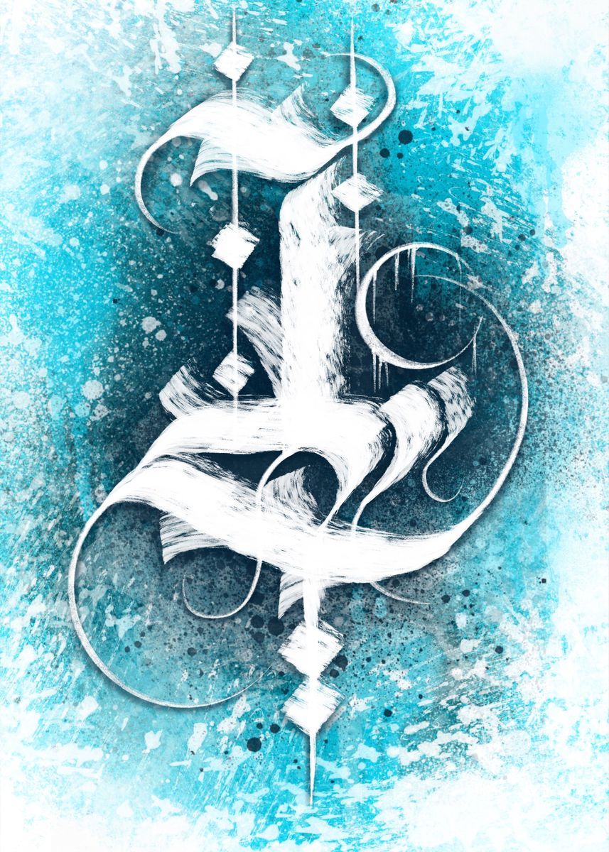 'Ice calligraphy letter I' Poster, picture, metal print, paint by ...