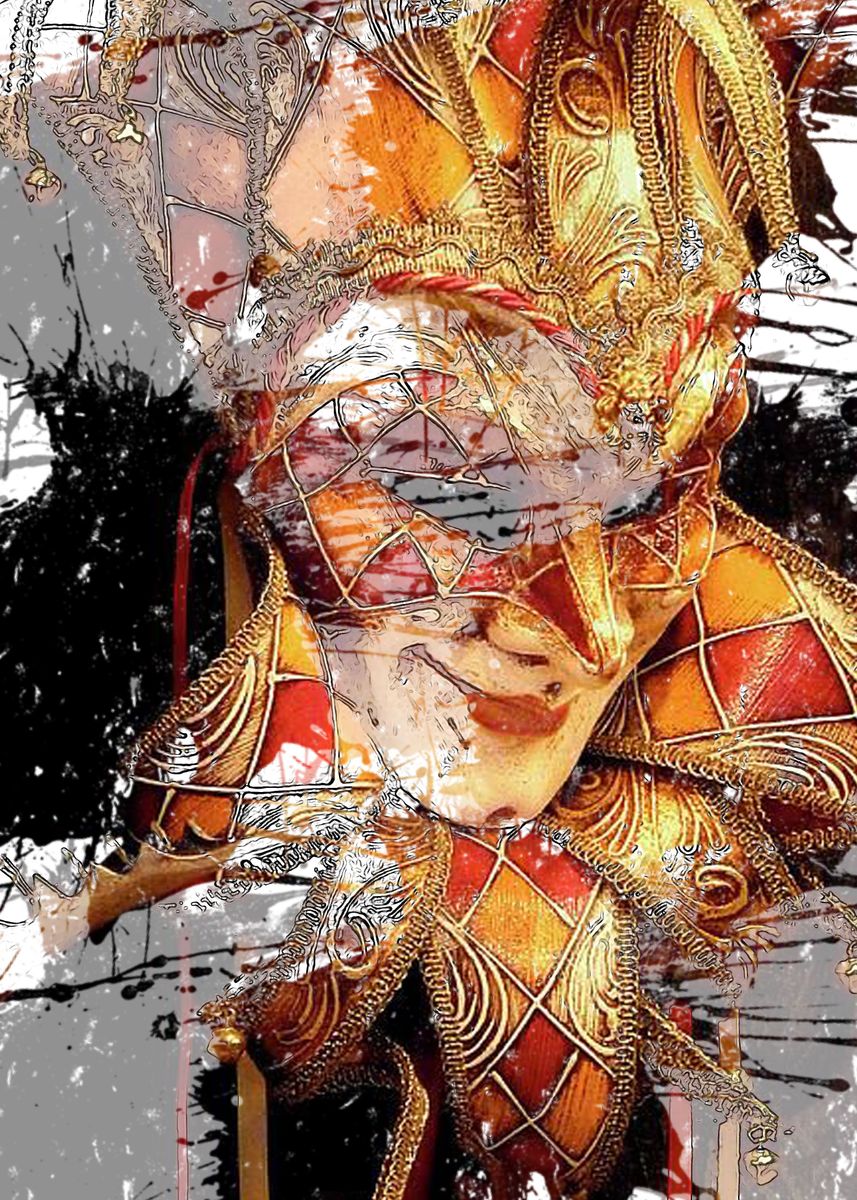 'Mask Red Clown' Poster, picture, metal print, paint by Cat Coconut ...