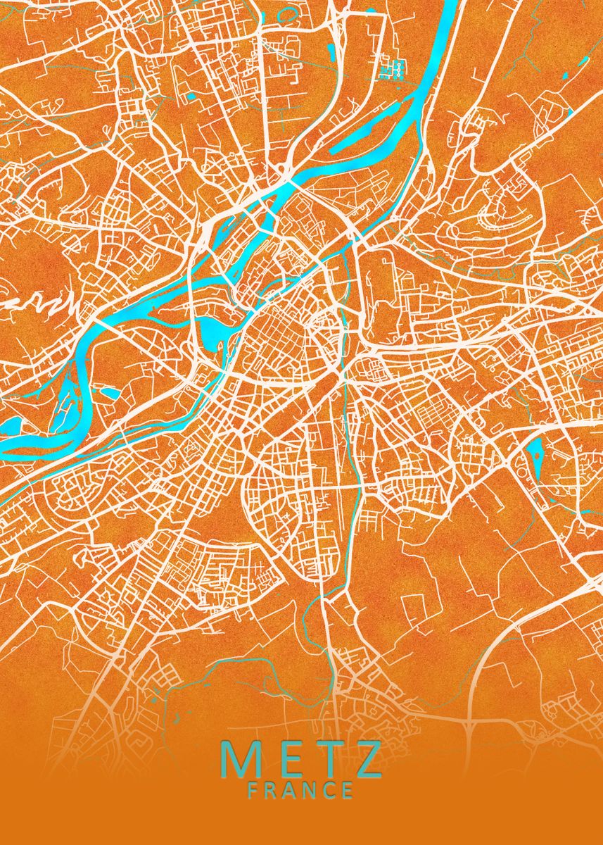 'Metz France City Map' Poster by City Map Art Prints | Displate