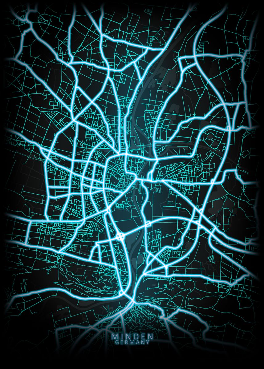 'Minden Germany City Map' Poster, picture, metal print, paint by City ...
