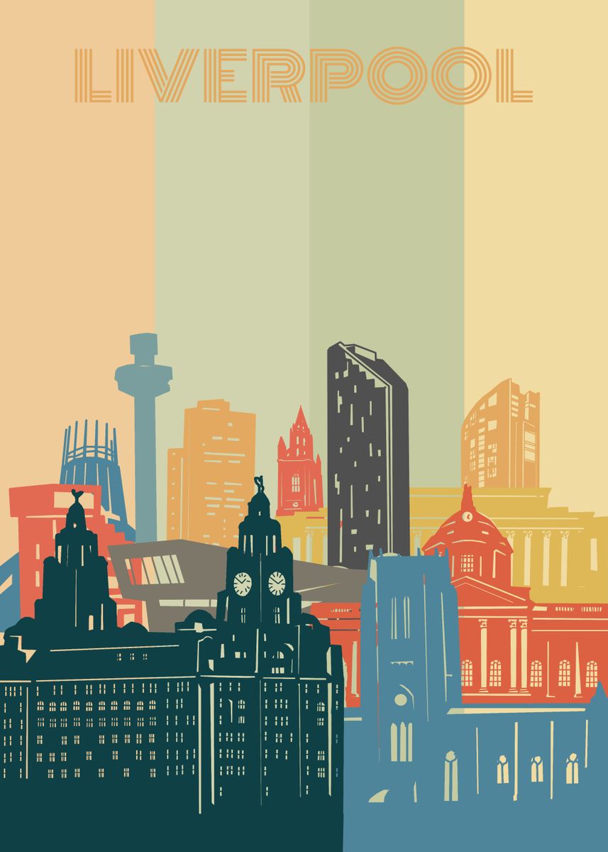 'liverpool city retro' Poster by Bekim Art | Displate