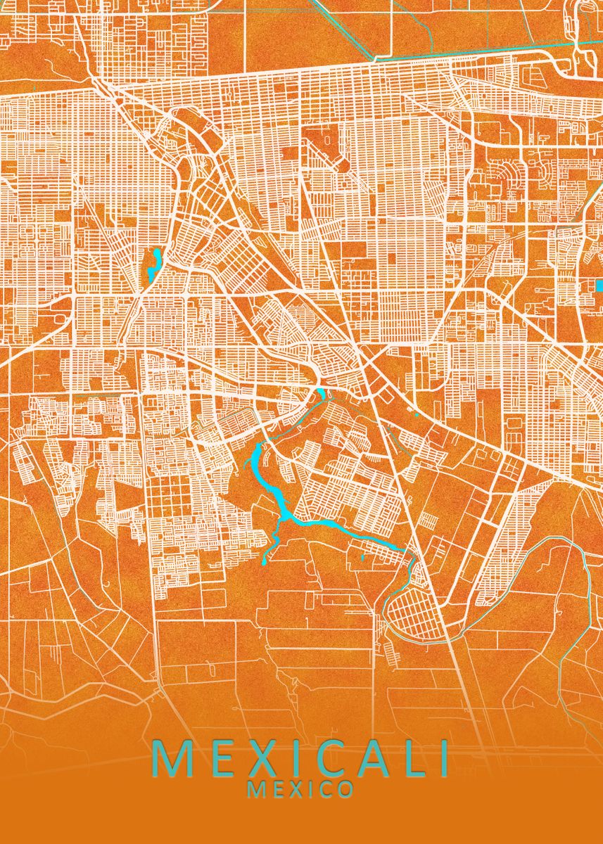 'Mexicali Mexico City Map' Poster, picture, metal print, paint by City ...