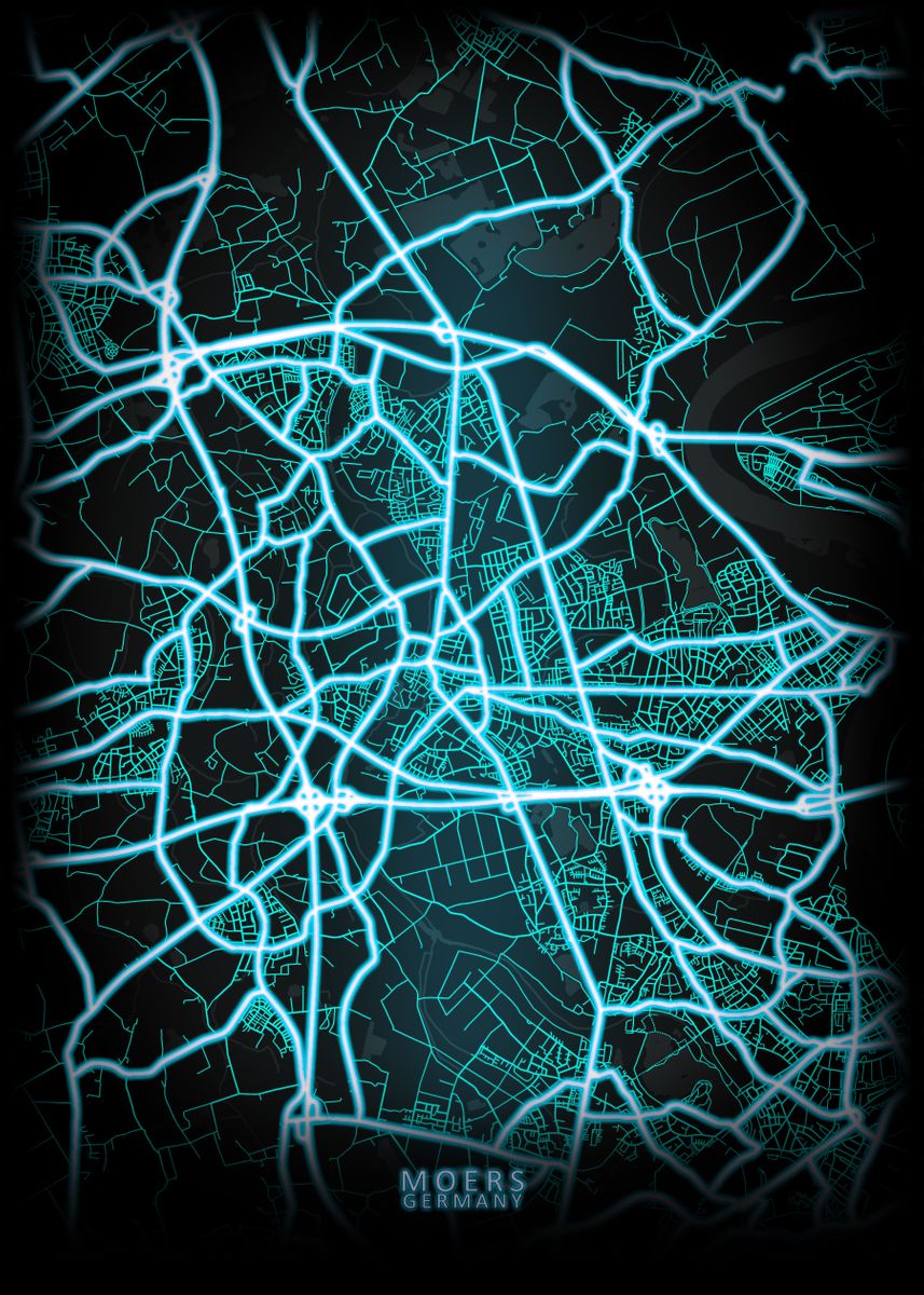 'Moers Germany City Map' Poster, picture, metal print, paint by City ...