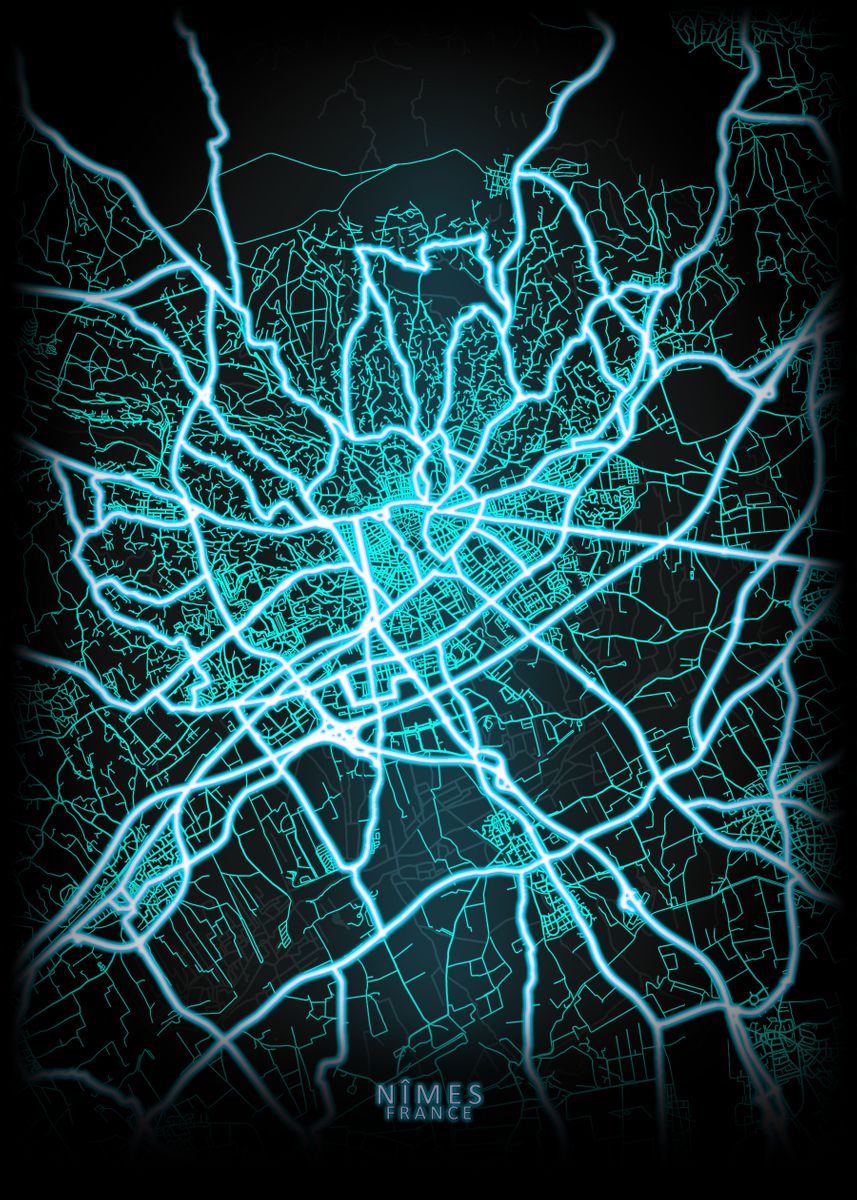 'Nimes France City Map' Poster by City Map Art Prints | Displate