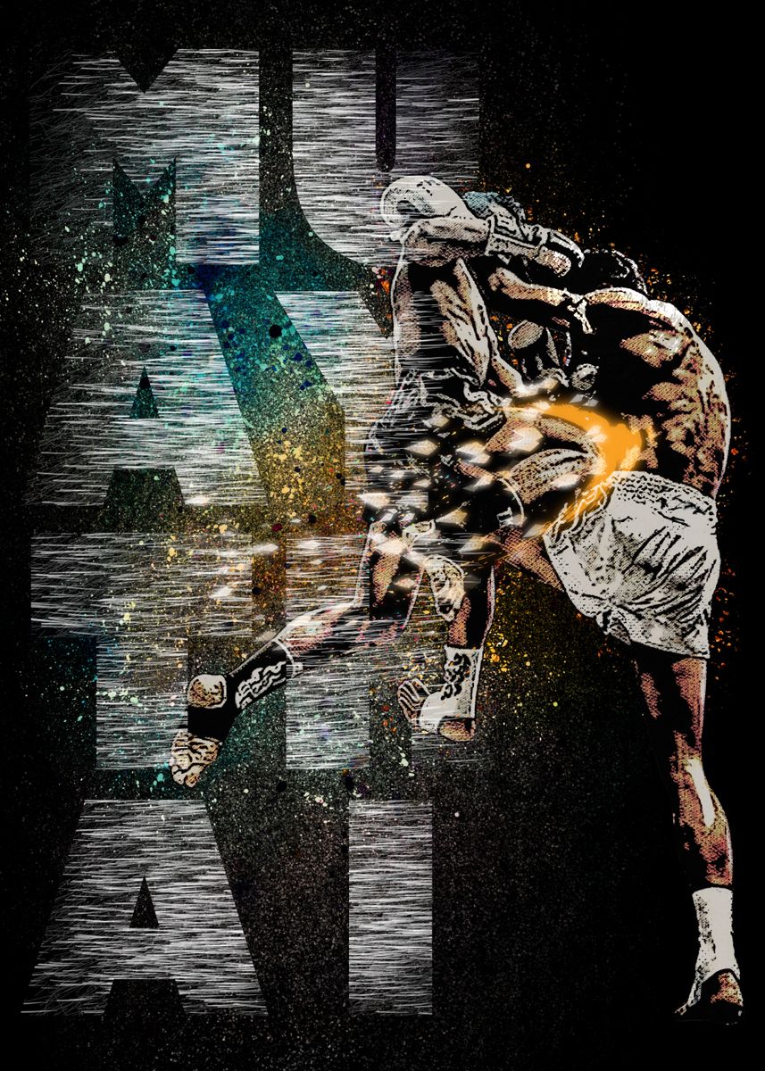 'Epic Thai Fight ' Poster, picture, metal print, paint by 888 Digital ...